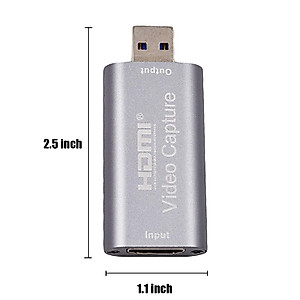 Winkoox Video Capture Cards, 4k Cam Link Card HDMI to USB 3.0, Record to DSLR Camcorder Action Cam Capture Devices for Gaming, Live Broadcasting, Streaming, Video Conference, Silver