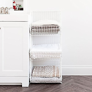 IRIS USA 17" Modular Wire Stacking Storage Basket, Great Storage for Linens, Groceries, Toys, Books, and More, Stackable, Easy Assemble, Multipurpose Home Organizer, White