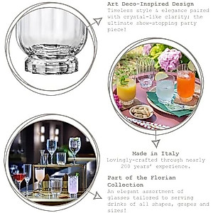 Bormioli Rocco Florian 12.6 oz. Double Old Fashioned DOF Glasses, Clear, Set of 4