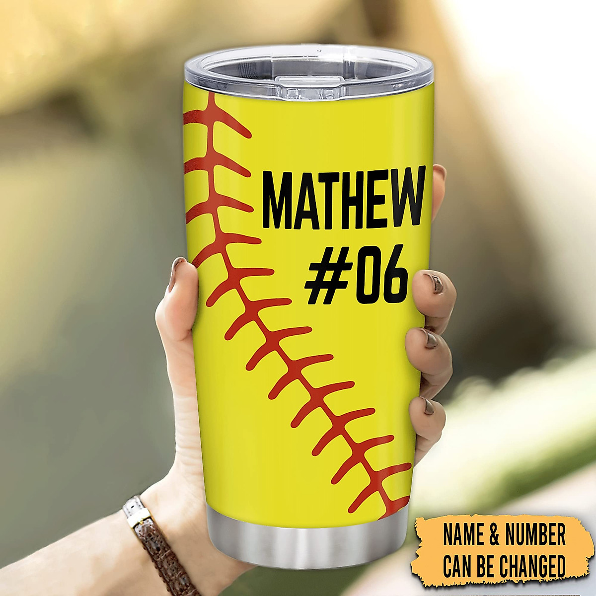 Hyturtle Personalized Softball Tumbler - Softball Print Custom Name And Number Stainless Steel Tumbler 20oz With Lid - Softball Gifts For Mom Women Men Fan Coach Sport Lovers Birthday Mother's Day