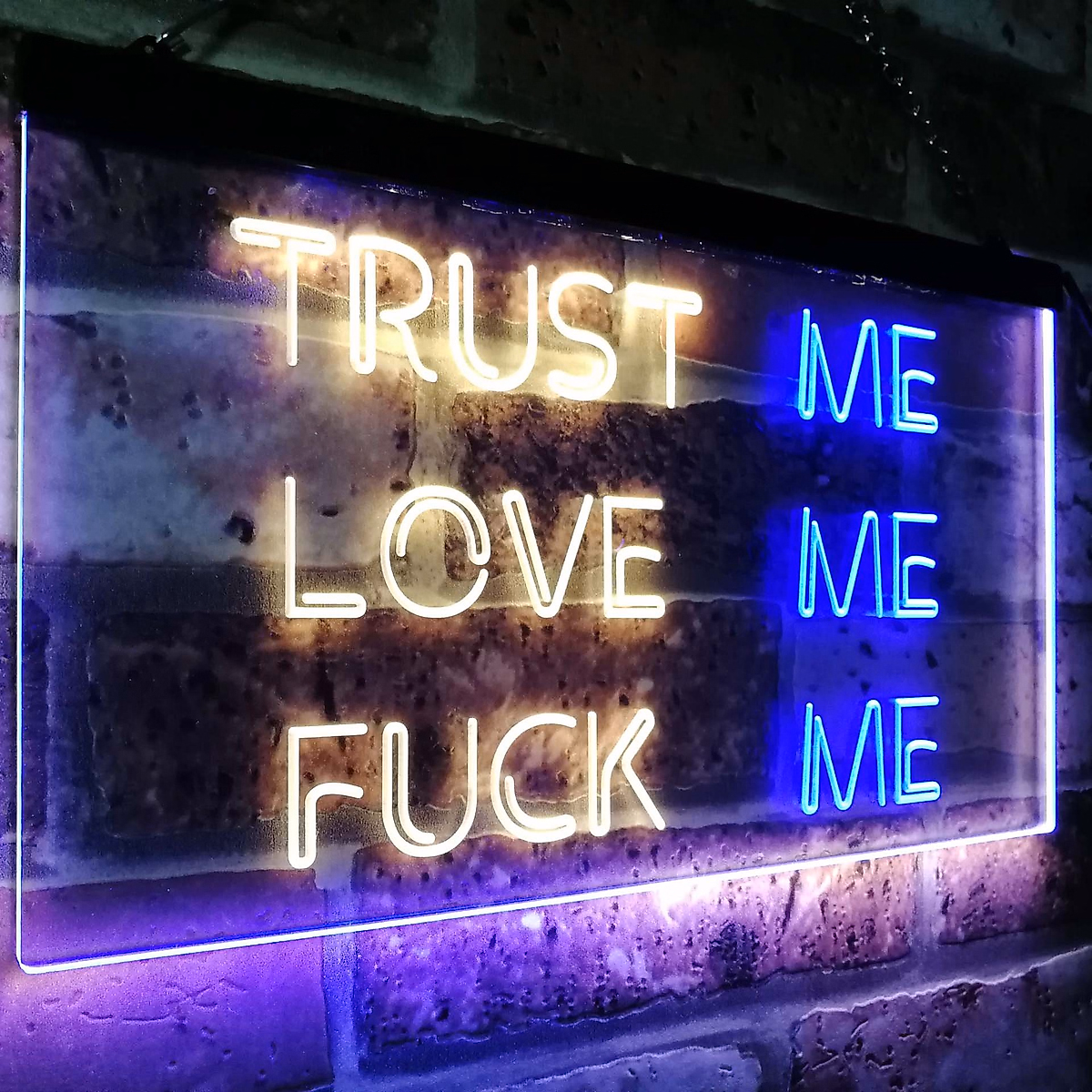 ADVPRO Trust Me Love Me Fuck Me Décor Man Cave Nightclub Garage Dual Color LED Neon Sign Blue & Yellow 24" x 16" st6s64-i3081-by