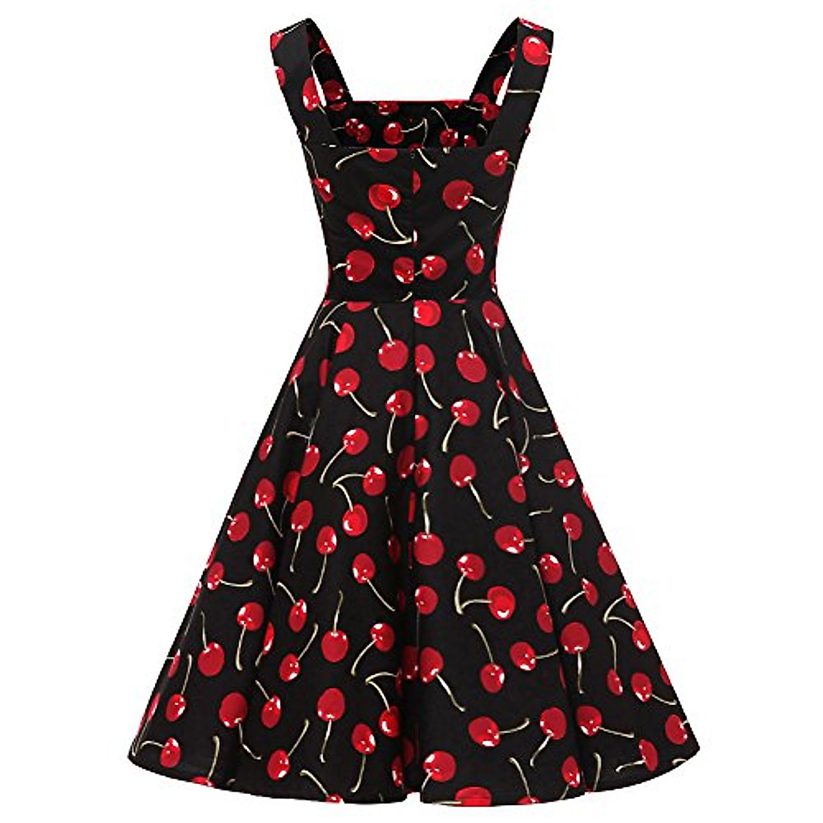 50's Retro Cocktail Summer Tea Dress Women's Rock Sling Floral Dot Dress Swing Party Dress（DV8025-M） Black Cherry