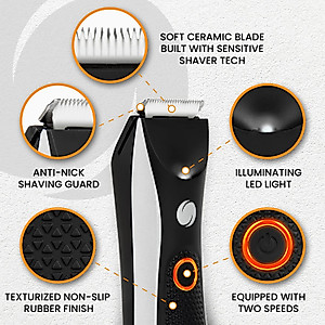 Orbs™ V2 Electric Groin Hair Trimmer for Men w/Two Speeds, Premium Ball & Body Groomer Shaver for Men, Fully Waterproof Mens Trimmer w/Replaceable Ceramic Blade Heads, 90 Min Battery Life