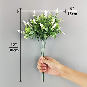 6Pcs Artificial Greenery Shrubs Fake Plants Outdoor UV Resistant Plants Faux Plastic Flocked Morning Glory Flowers for Crafts Outdoors Hanging Planter Home Kitchen Garden Patio Farmhouse Decor