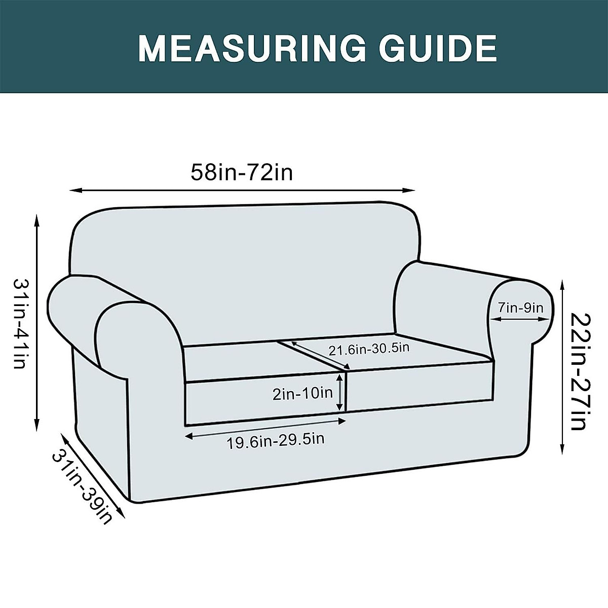 FantasDecor 3 Piece Sofa Covers Velvet for 2 Cushion Couch Stretch Loveseat Slipcover with Individual Seat Elastic Furniture Protector for Pets (Loveseat, Ivory)