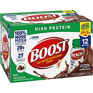 BOOST High Protein Ready to Drink Balanced Nutritional Drink, Rich Chocolate, 8 FL OZ (Pack of 12)