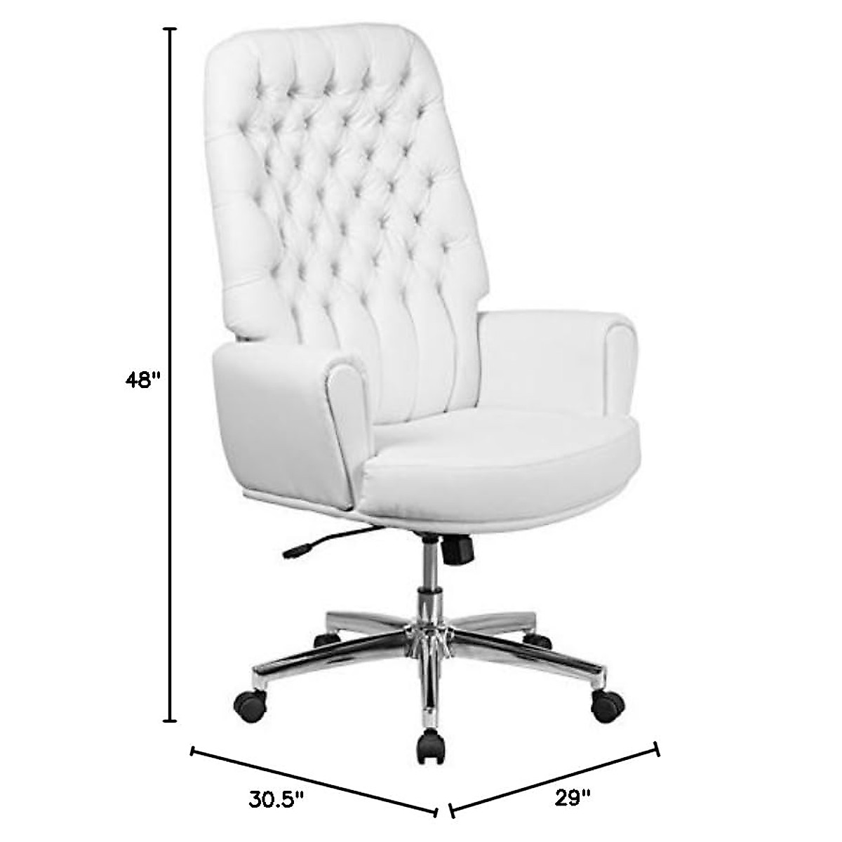 Pemberly Row Leather High Back Swivel Executive Chair in White