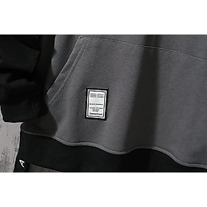 GURUNVANI Contrast Color Pullover Hoodie Mens Patchwork Hoodies Men