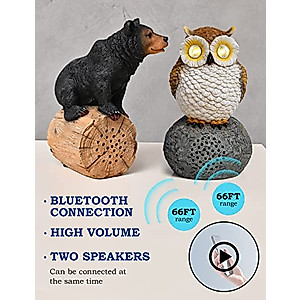 AXOSO Outdoor Bluetooth Speakers Waterproof Wireless Solar Powered & Weather Resistant with Rechargeable Battery, Outside Black Bear Bluetooth Speakers for Patio,Pool,Deck,Garden and Home