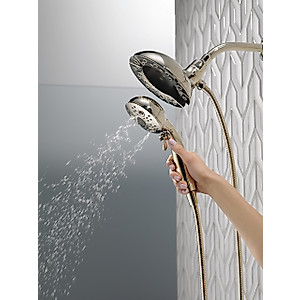 Delta Faucet 5-Spray In2ition Dual Shower Head with Handheld Spray, H2Okinetic Shower Head with Hose, Showerheads, Handheld Shower Heads, Magnetic Docking, Polished Nickel 58480-PN-PK