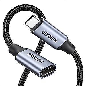 UGREEN USB C Extension Cable 3.3FT, USB C 3.2 Extender Nylon Braided Type C Male to Female Cord 100W Charging 10Gbps Transfer Compatible with Steam Deck, Hubs, MacBook Mini 2023/Pro, iPad, etc