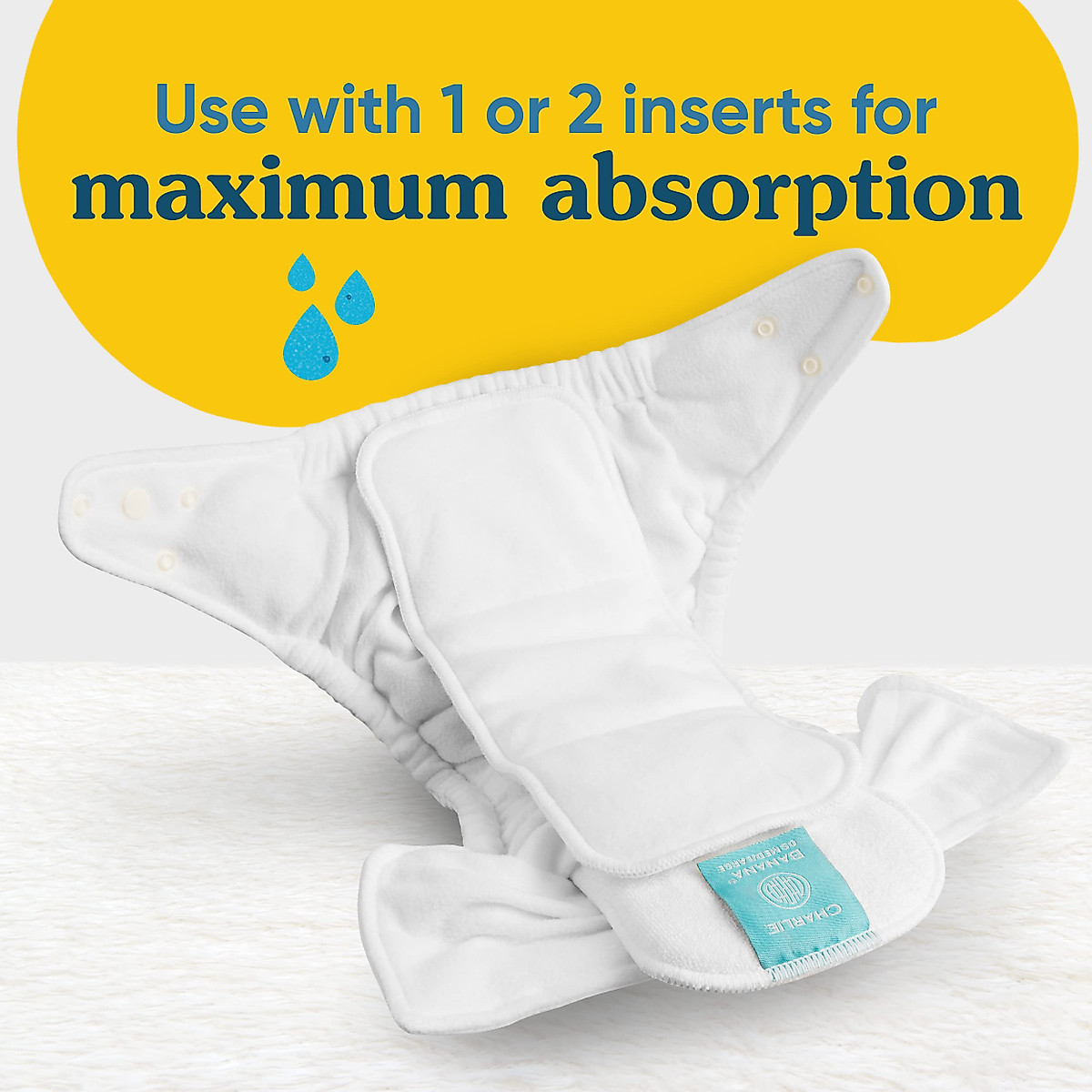 Charlie Banana Baby Super Absorbent Deluxe Reusable and Washable Diaper Insert, One Size, 3-Pack, Small