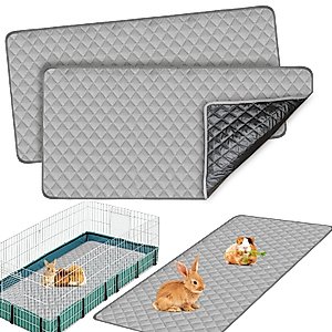 XANGNIER Guinea Pig Cage Liner-2 Pack 47" X 24" Washable Guinea Pig Bedding,Waterproof Reusable & Anti Slip Super Absorbent Fleece Pee Mat for Small Animals Rabbit Hamster Rat,Guinea Pig Accessories