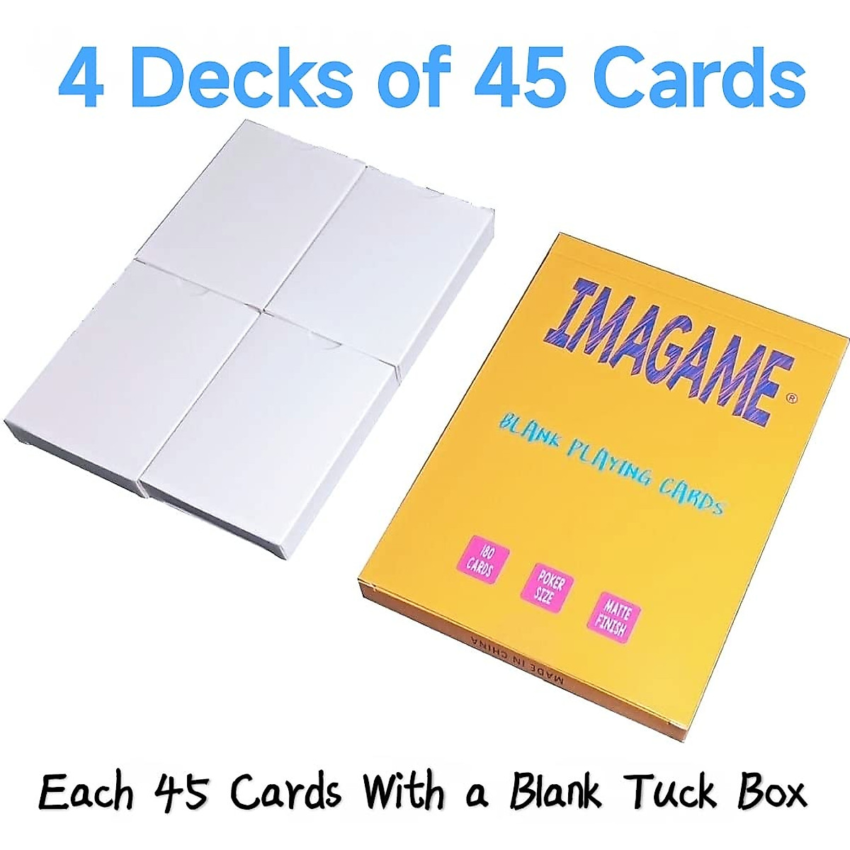 IMAGAME White Blank Playing Cards – 180PCS DIY Flash Cards, Game Cards, Study Learning Cards, Message Card, Thank You Card, Gift Card, Word Cards for Writing, Drawing – Poker Size