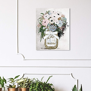 Wynwood Studio Floral and Botanical Wall Art Canvas Prints 'Anemone Mason Jar' Home Décor, 24" x 36", Gold, White