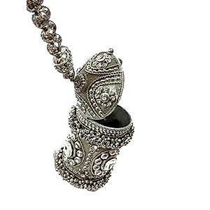 Women/Girl Bridal Party Bag Clutch Handmade metal Potali Handbag purse Hand clutch fully beaded Crystal Rhinestones (Silver)