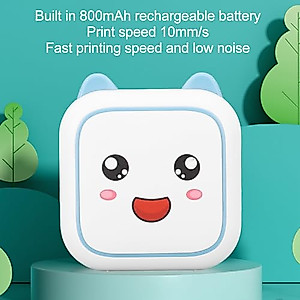 Mini Printer Inkless Easy to Carry 800mAh Rechargeable Battery Low Noise Bluetooth Mobile Thermal Printer for Notes Journal Memo Photo Study DIY Scrapbook Anatomy Flashcards Kids (Blue)
