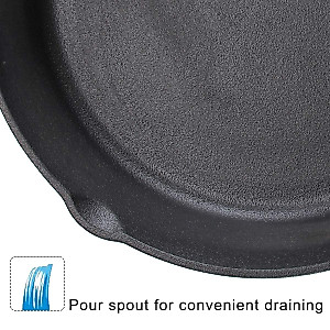 Preseasoned Cast Iron Skillet 12 Inch with Removable Silicone Handle Grip and Pan Scraper, Cast Iron Fry Pan for Indoor and Outdoor Use, Ovenproof, Stovetop, Induction Safe Seasoned Skillet