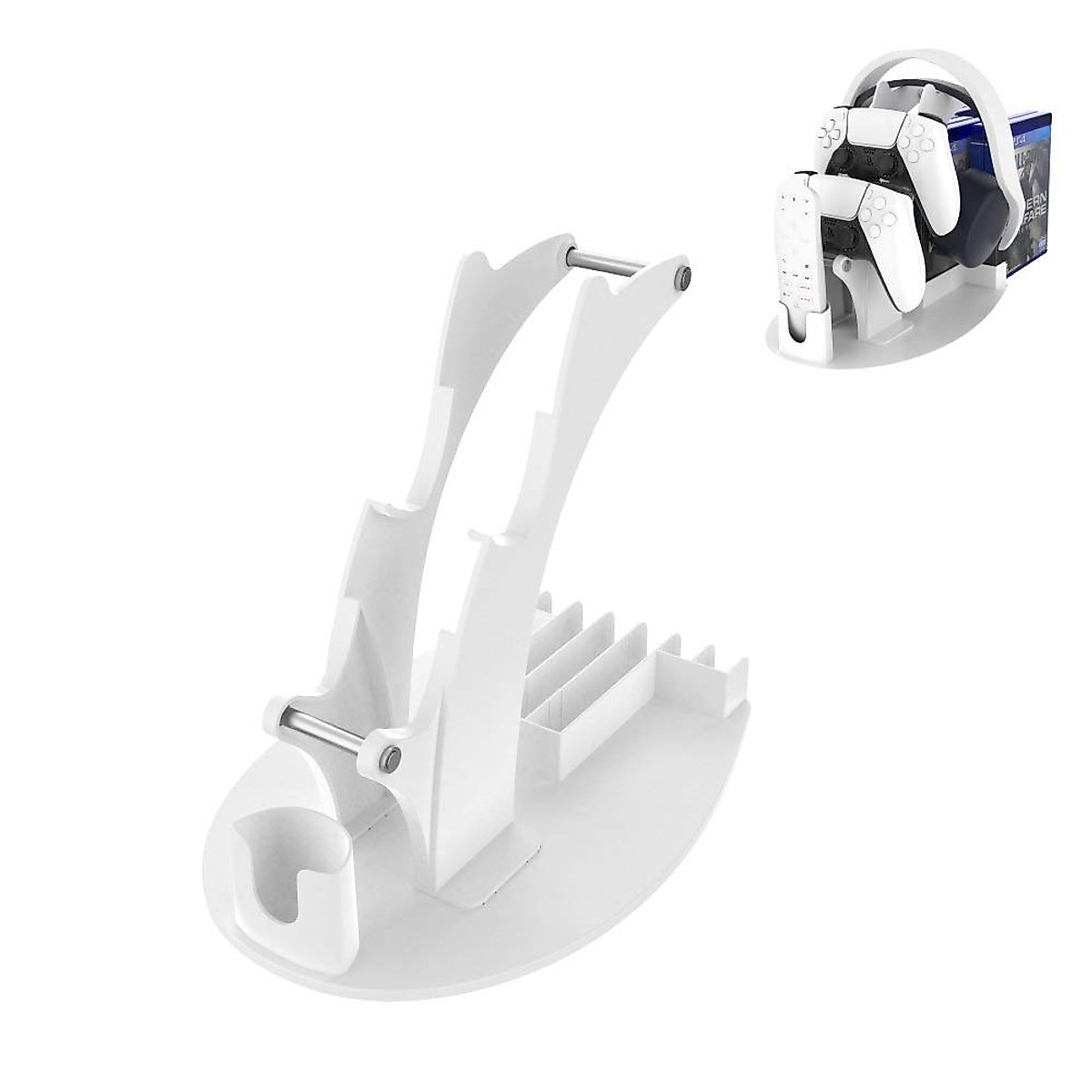 JOYTORN Controller Stand Holder for P5 Dualsense,Game Disc/Controller/Headphone Storage Rack for Xbox Series X|S,P5,Switch-White