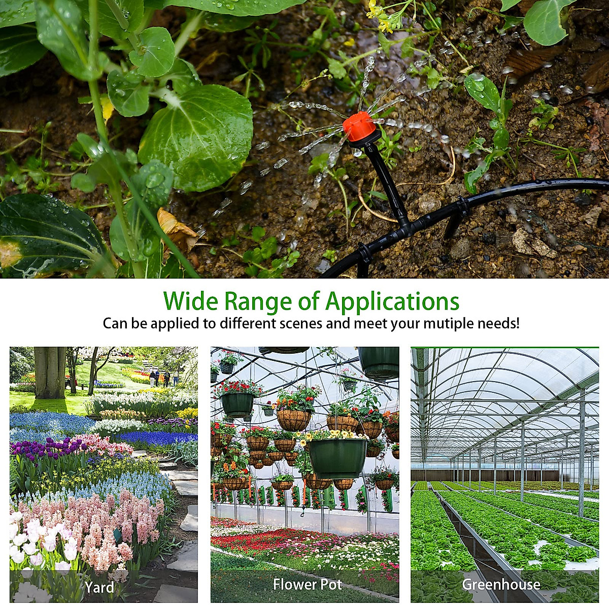 280 Pcs Drip Irrigation Kit, 147FT Garden Watering System 1/2 1/4 in Distribution Tubing Hose Automatic Patio Misting System Micro Automatic Drip Irrigation for Plant Garden Greenhouse Patio Lawn