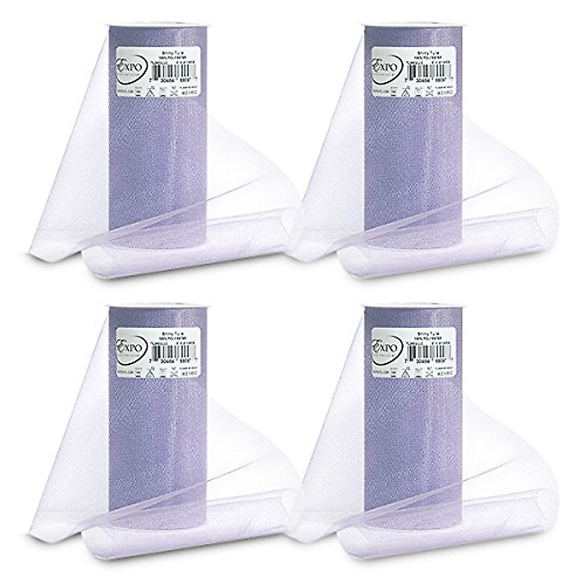 Expo International Pack of 4 Premium Shiny Spools of 6 Inch X 25 Yards | Lilac Tulle