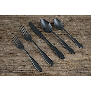 Cambridge Silversmiths Delia Black Satin 20-Piece Flatware Set