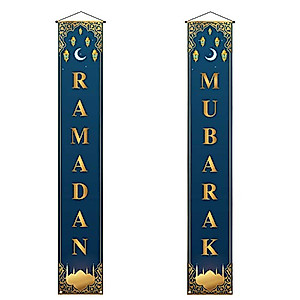 Ramadan Mubarak Decorations Banner Islamic Eid Festival Celebration Welcome Porch Sign Muslim Ramadan Party Decor and Suppliesl for Home