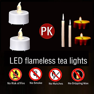 Battery Operated LED Tea Lights: 24PACK Flameless Votive Candles Lamp Realistic and Bright Flickering Holiday Gift Long Lasting 150Hours for Seasonal & Festival Celebration Warm White
