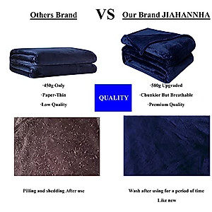 JIAHANNHA Decorative Navy Blue Throw Blanket,2PCS Navy Blue Throw Pillow Covers Very Soft Cozy for Sofa Couch Bed