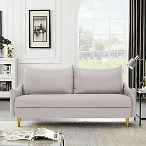 YANDM Modern Sofa, Upholstered Wood Base-Two-Cushion Design Furniture Suitable for Small Spaces, Living Room, Office, Soft Couch Easy to Install (Beige), asdsadsad99989