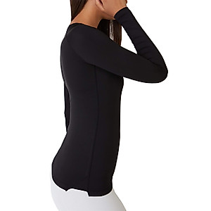 TCA Super Thermal Long Sleeve Women Running, Ski Base Layer - Compression Shirts Woman, Long Sleeve Workout Tops for Women - Black Rock, Medium