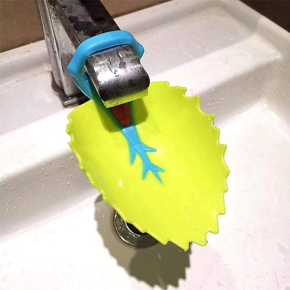 Eutuxia Water Spout & Faucet Extender for Kitchen and Bathroom Sinks. Perfect for Babies, Toddlers, Kids. Safe, Fun, and Easy Hand Washing Solution for Children. Unique & Cute Leaf Design. [Blue]