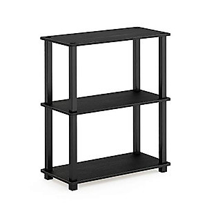 Furinno Turn-S-Tube 3-Tier Compact Multipurpose Shelf Display Rack with Square Tube, Americano/Black