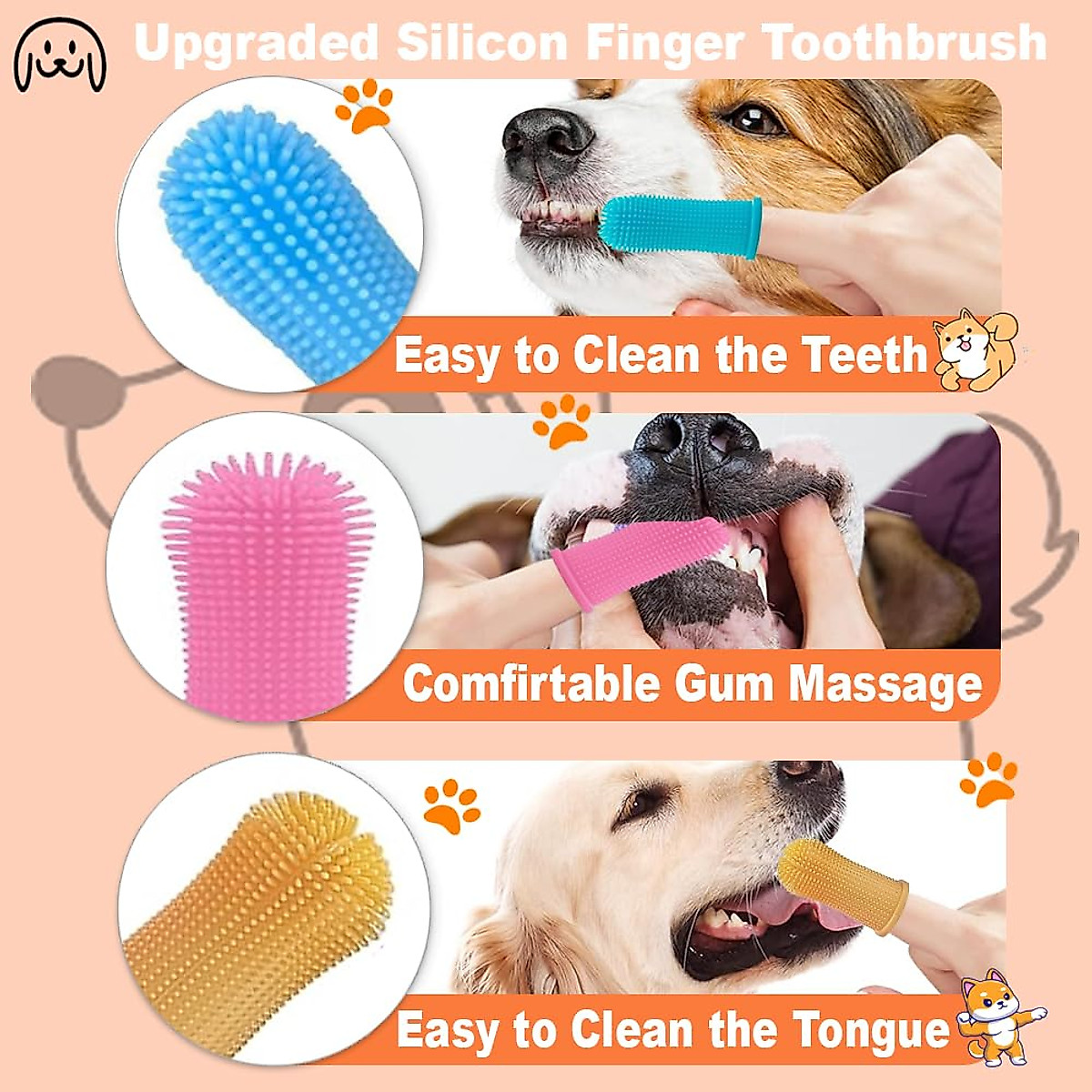 Generic Dog Tooth Brush, Dog Tooth Brushing Kit, Cat Toothbrush, Pet Brushing Kit,Dog Teeth Cleaner Keep Your Pet's Smile Bright with Our Premium Dental Care Tool Dog Finger Tootthbrush Silicon