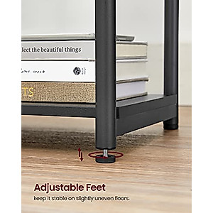 VASAGLE Side Table with Charging Station, 3-Tier End Table with USB Ports and Outlets, Nightstand for Living Room, Bedroom, 11.8 x 13.4 x 22.8 Inches, Plug-in Series, Black