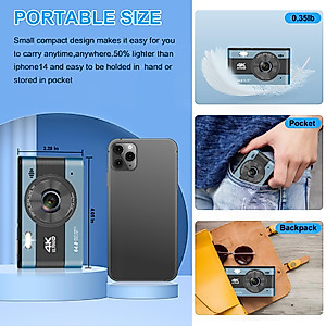 4K Digital Camera,Kids Camera with 64GB SD Card,Autofocus 64MP Point and Shoot Digital Cameras with 18X Digital Zoom,Two Batteries,Compact Small Camera for Kids Boys Girls