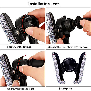 SUNCARACCL Bling Car Phone Holder Mini Dash Air Vent Automatic Mount Universal 360°Adjustable Crystal Auto Stand Accessories for Women and Girls (Black)