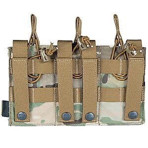 OneTigris Tactical Molle Mag Pouch,Open Top Triple Magazine Pouch for 5.56mm M4 M16 AK AR Glock M1911 9mm with Quick Release Kydex Insert and MOLLE Compatible（Camouflage）