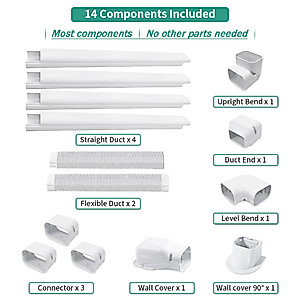 Cestluck 3'' 17 Ft Mini Split Line Set Cover Kit, Line Hide for Mini Split, Line Cover Set for Mini Split, Central AC Line Cover Kit