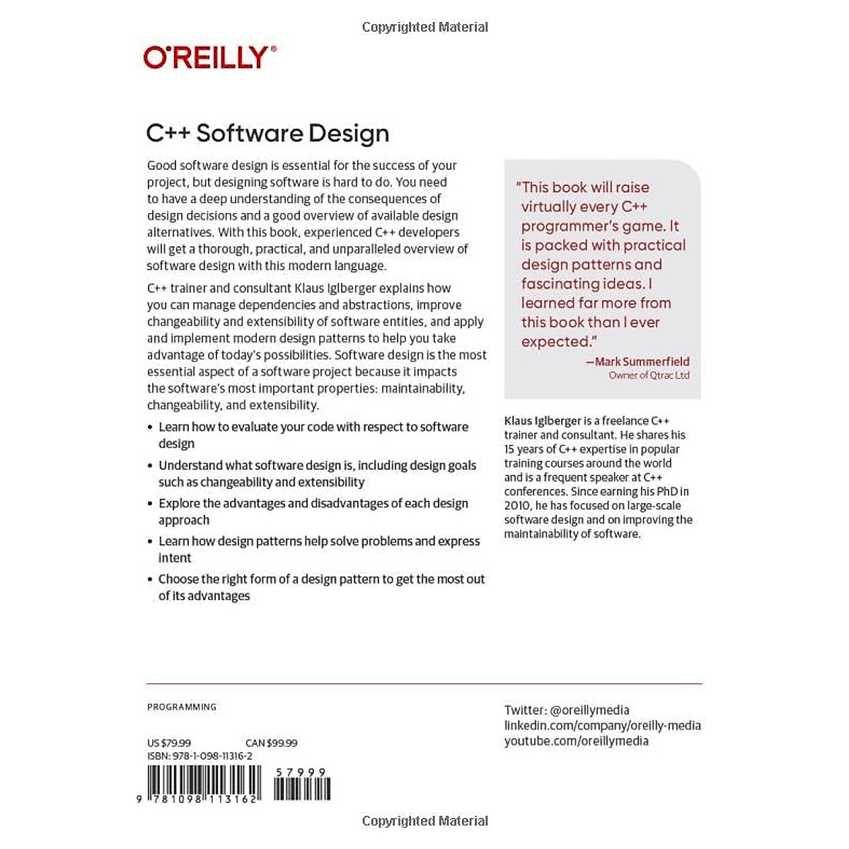 C++ Software Design: Design Principles and Patterns for High-Quality Software