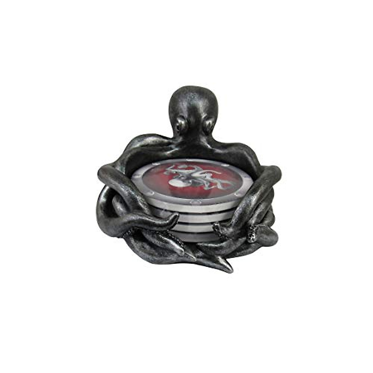 World of Wonders Octopus Drink Coasters Absorbent with Holder | Outdoor Coaster and Housewarming Gifts for New Home | Coasters Set of 4 | Ocean Coasters for Drinks - 6"