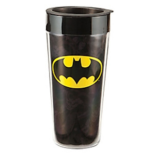Vandor Batman Plastic Travel Mug, Black, 16-Ounce