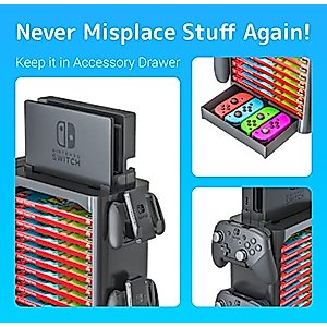 Skywin Game Storage Tower for Nintendo Switch - Nintendo Switch Game Holder Game Disk Rack and Controller Organizer Compatible with Nintendo Switch and Accessories
