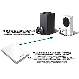 Avolusion HD250U3-WH 1TB USB 3.0 Portable External Gaming Hard Drive (for Xbox Series X|S, Pre-Formatted) - 2 Year Warranty