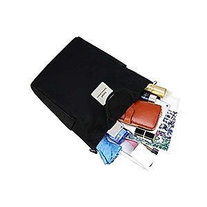 Iswee Canvas Tote Bag for Women Casual Shoulder Work Bag Crossbody Top Handle Bag Shopping Handbags for Women (Black)