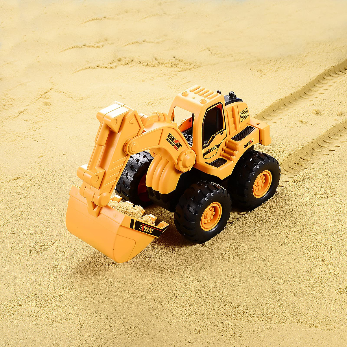 Construction Toys, Friction Powered Excavator Loader Truck Vehicles, Beach Sand Sandbox Toys for 3, 4, 5 Years Old Boys Kids Girls (2 Pack)
