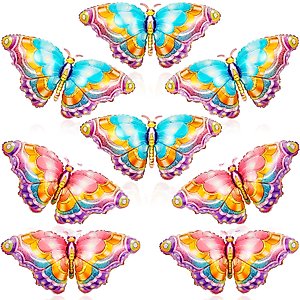 8 Pieces Butterfly Balloons Colorful Butterfly Aluminum Foil Balloons Butterfly Foil Balloons for Butterfly Themed Party Wedding Birthday Party Supplies Baby Shower Decorations