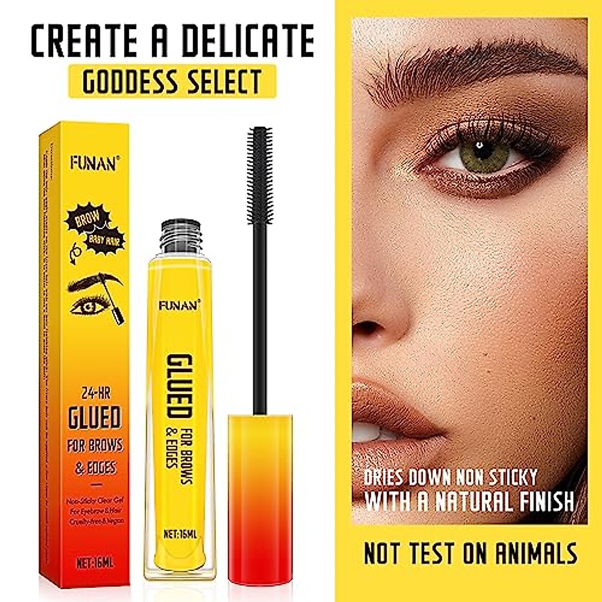 Brow & Edge Styling Gel, 2 in 1 Wand Gel for Styling Brows, No White Residue, Clear Brow Gel Non-Greasy, 16 ml (1 Pack)