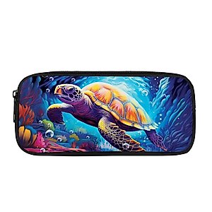 Drnuikhe Sea Turtle Large Capacity Pencil Pouch for Boys Girls, Pencil Case for Girls Teen Boys,Office Desk Soft Organizers Small Makeup Bag