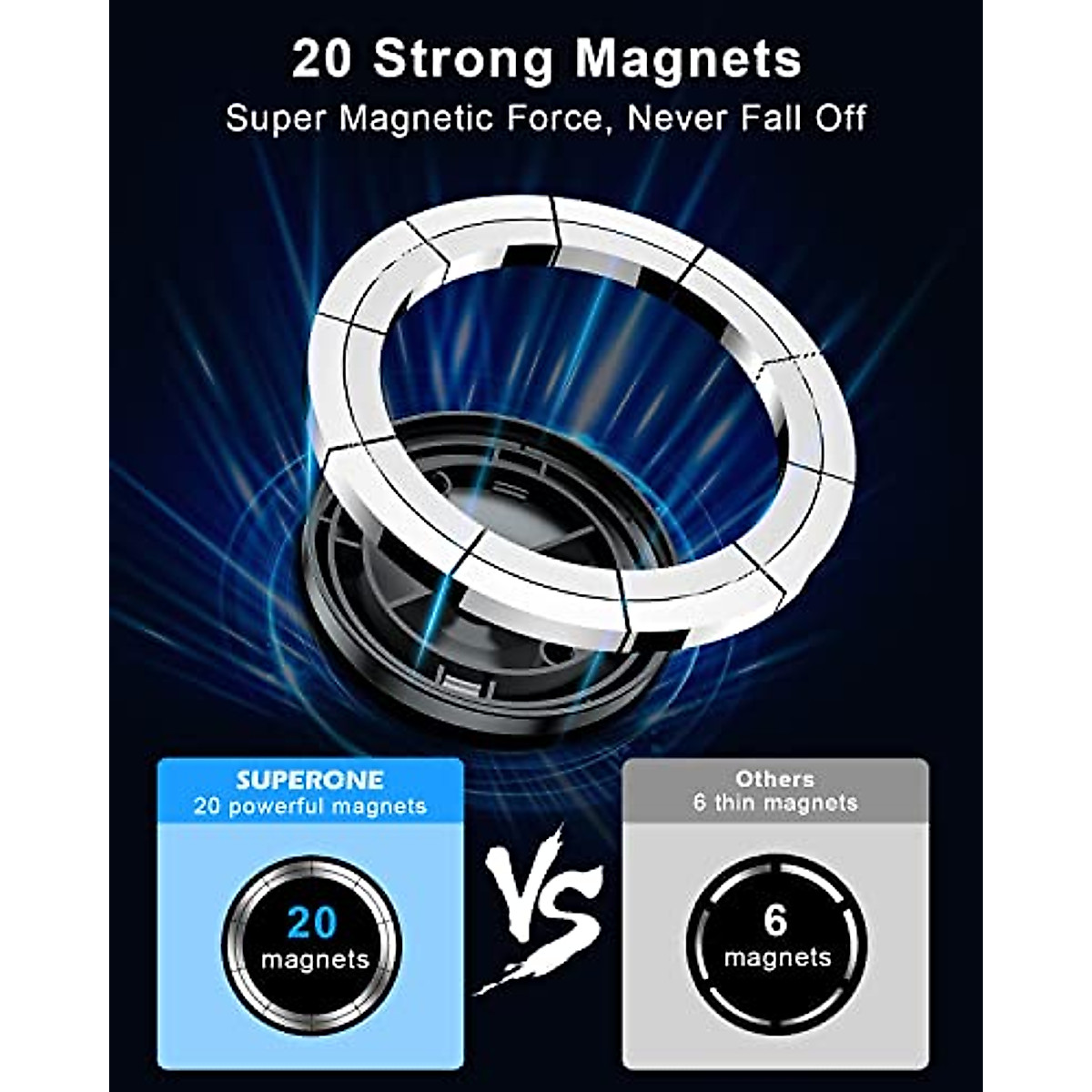 SUPERONE for MagSafe Car Cup Holder Phone Mount, [20 Strongest Magnets] Adjustable Gooseneck Cup Phone Holder for Car Compatible with iPhone 14 13 12 Series MagSafe Case & All Phone 【Tesla Compatible】